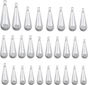 Roosea Kit Piombi da Pesca Mare - 28 Pezzi Forma Di Goccia Drop Shot Per Pesca in Mare e d'acqua ...