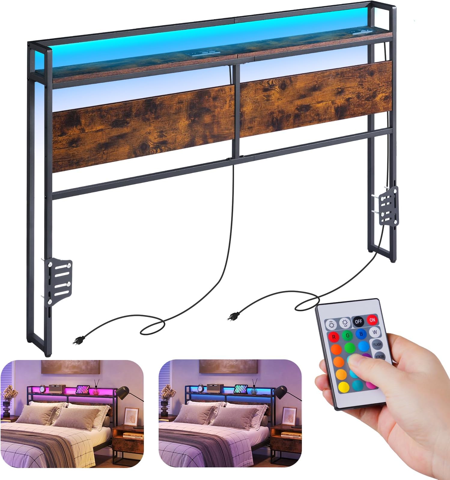 Amazon.com - YORKING LED Queen Size Headboard with 60,000 DIY Color of ...