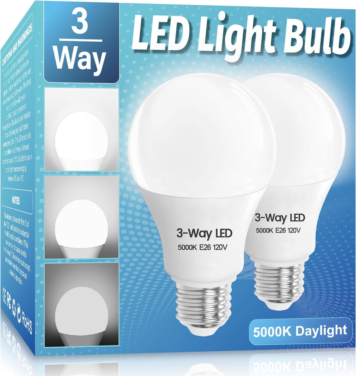 Amazon.com: Wiyifada 3 Way LED Light Bulbs 2 Pack, 30 70 100 Watt ...