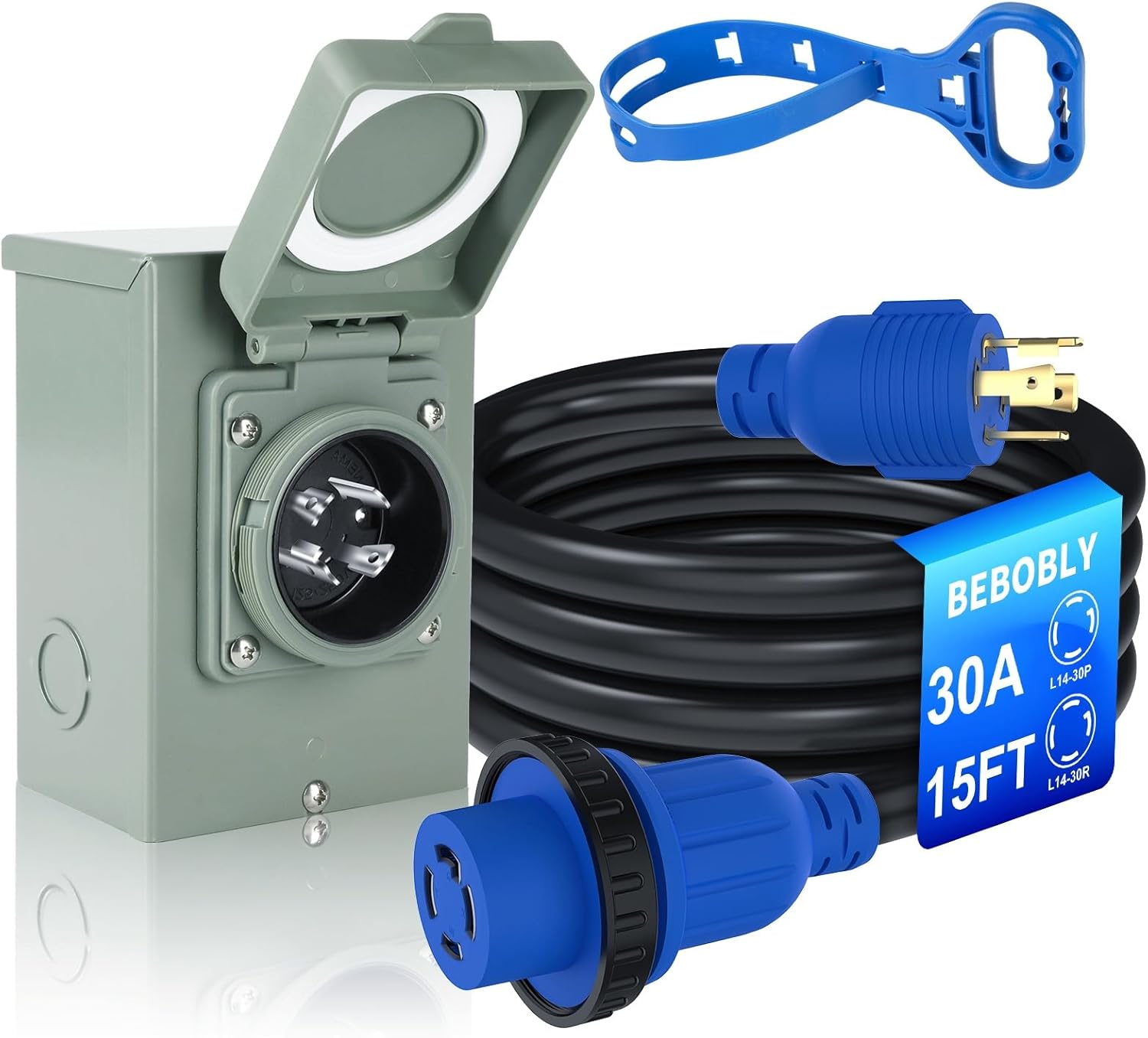 Amazon.com : BEBOBLY 30 Amp Power Inlet Box and 15FT Generator Cord ...