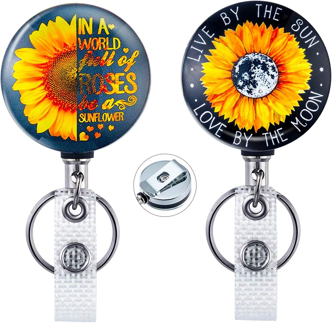 Amazon.com : WoEluone 2 Pcs Heavy-Duty Badge Reels Retractable Badge ...