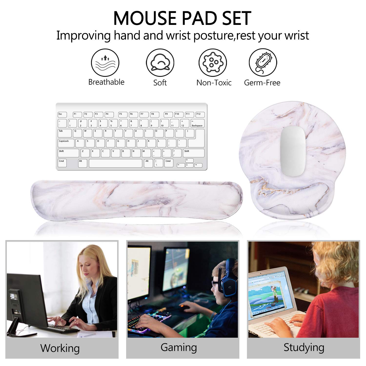 Snapklik.com : HAOCOO Ergonomic Keyboard Wrist Rest Pad And Mouse Pad ...
