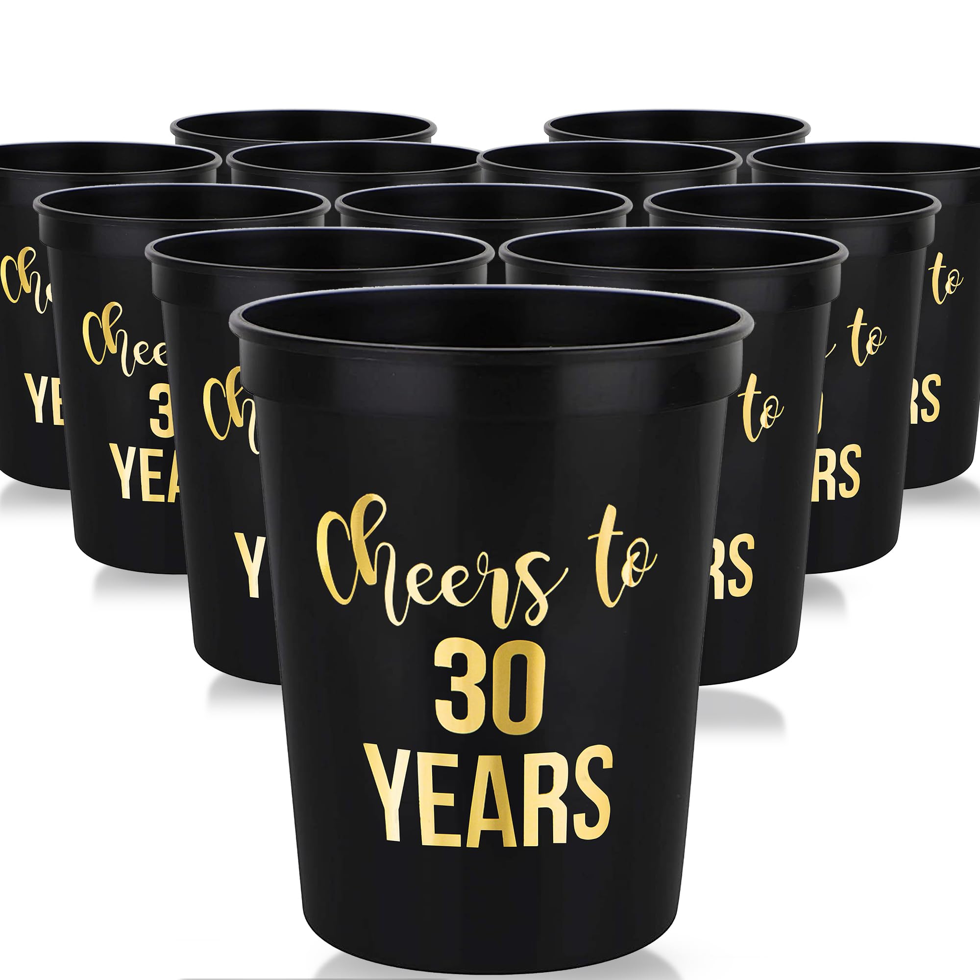 Snapklik.com : Cheers To 30 Years 16oz Black & Gold Stadium Cups - Set ...