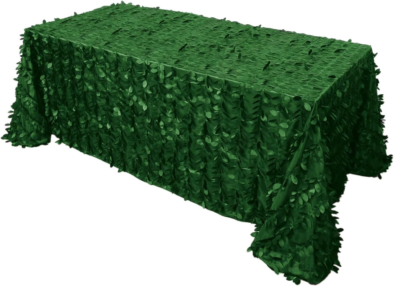 Amazon.com: Preboun 90 x 132 Inch Green Taffeta Tablecloth Leaf Petal ...