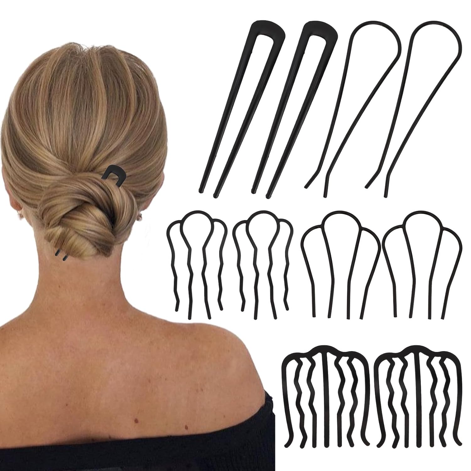 Amazon.com : French Hair Pin, 10 PCS Black Hair Pins for Women Metal ...