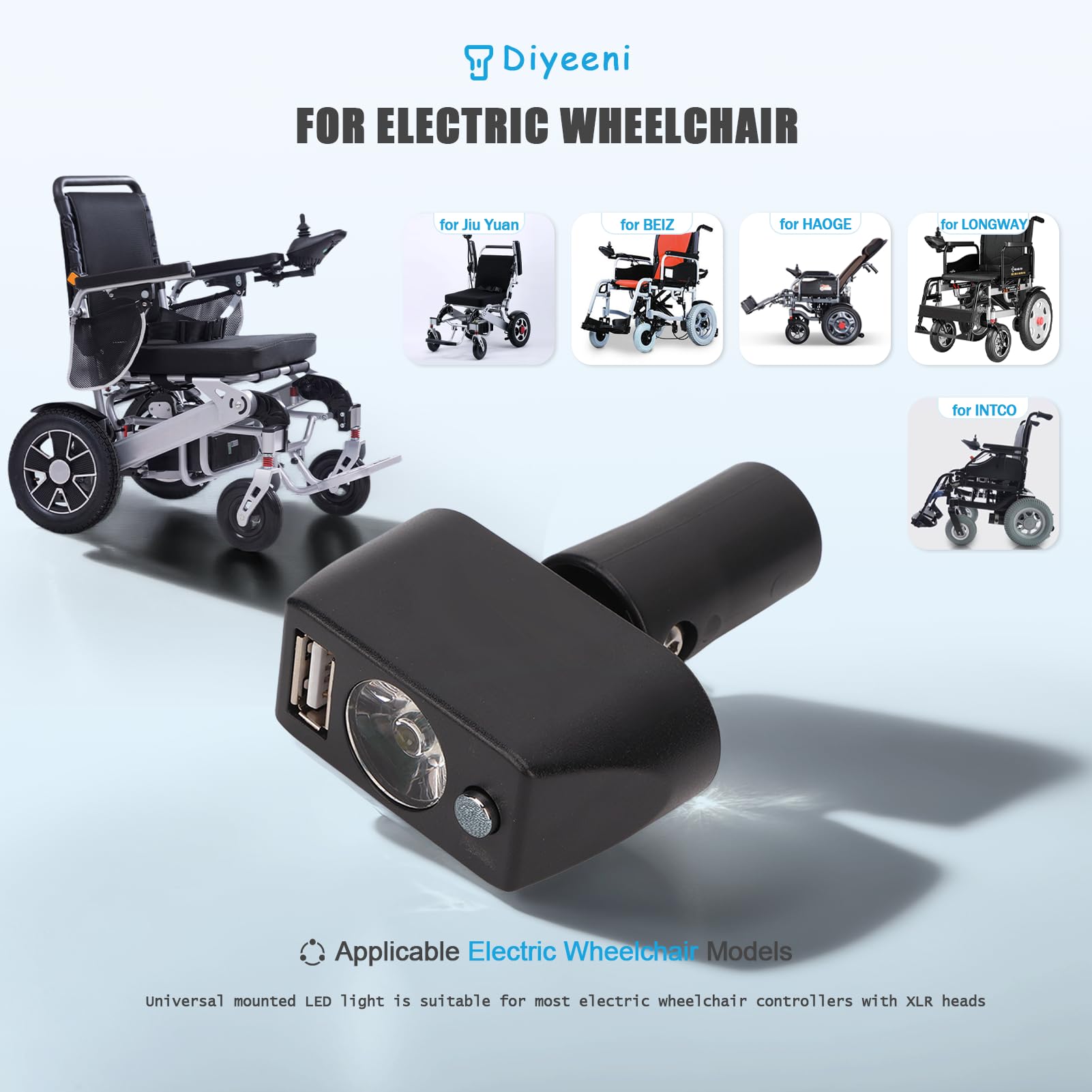 Snapklik.com : Universal Mounted LED Light For Wheelchairs, 3 Pin XLR ...