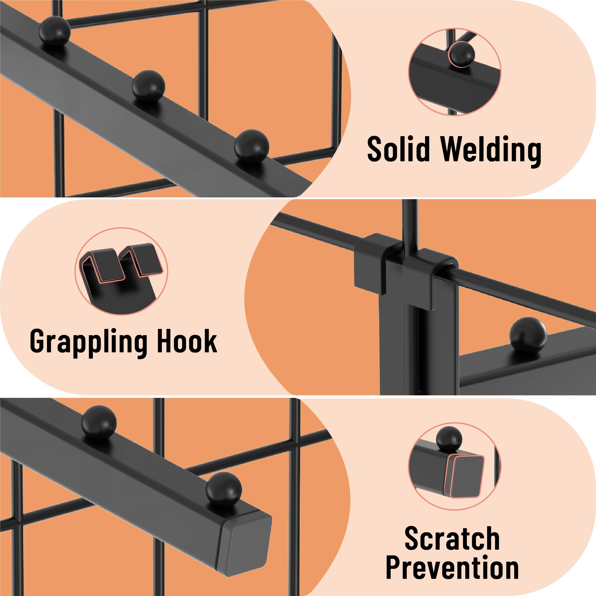 Snapklik.com : 6 Ball Gridwall Waterfall Hooks, 10 Pack, Black Powder ...