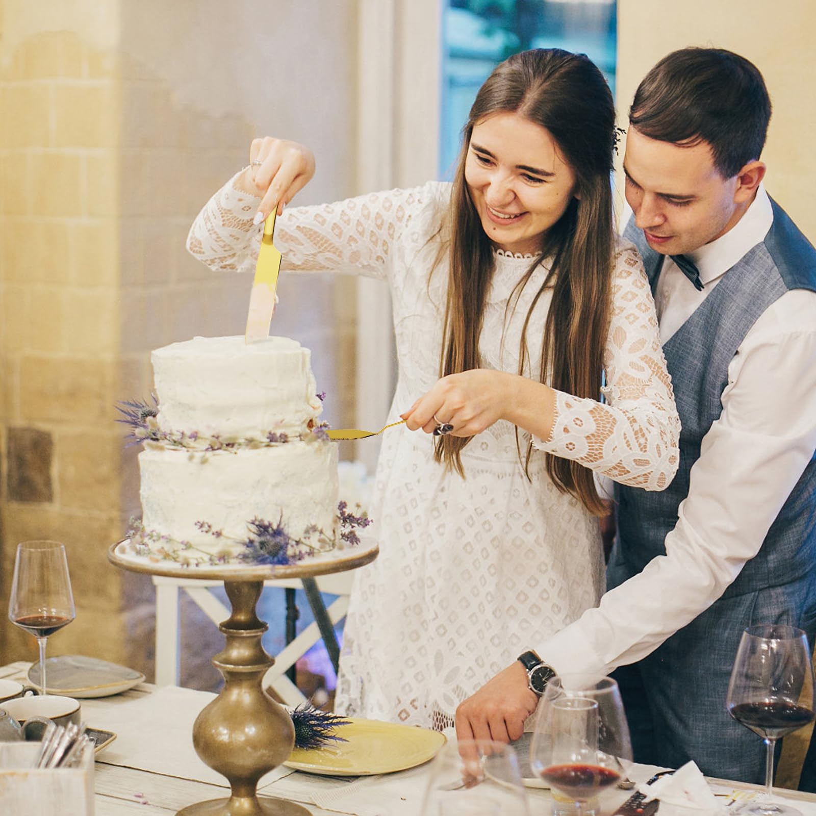 Snapklik.com : Gold Wedding Cake Cutting Set, Wedding Cake Cutter Set ...