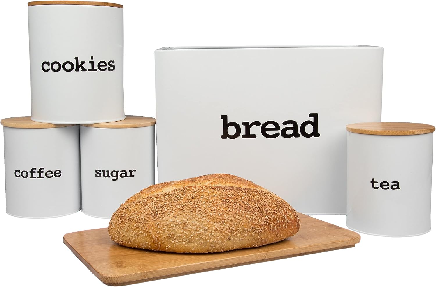 Bread Box (Extra Large) and 4 Piece Kitchen Canister Set w Bread ...