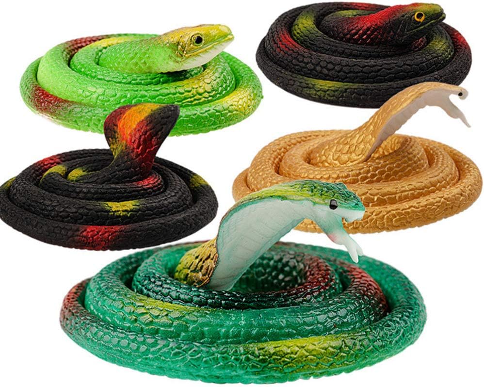 Toddmomy Snake Toy Realistic Rubber Snake 6Pcs Fake Snake Rubber Snakes ...