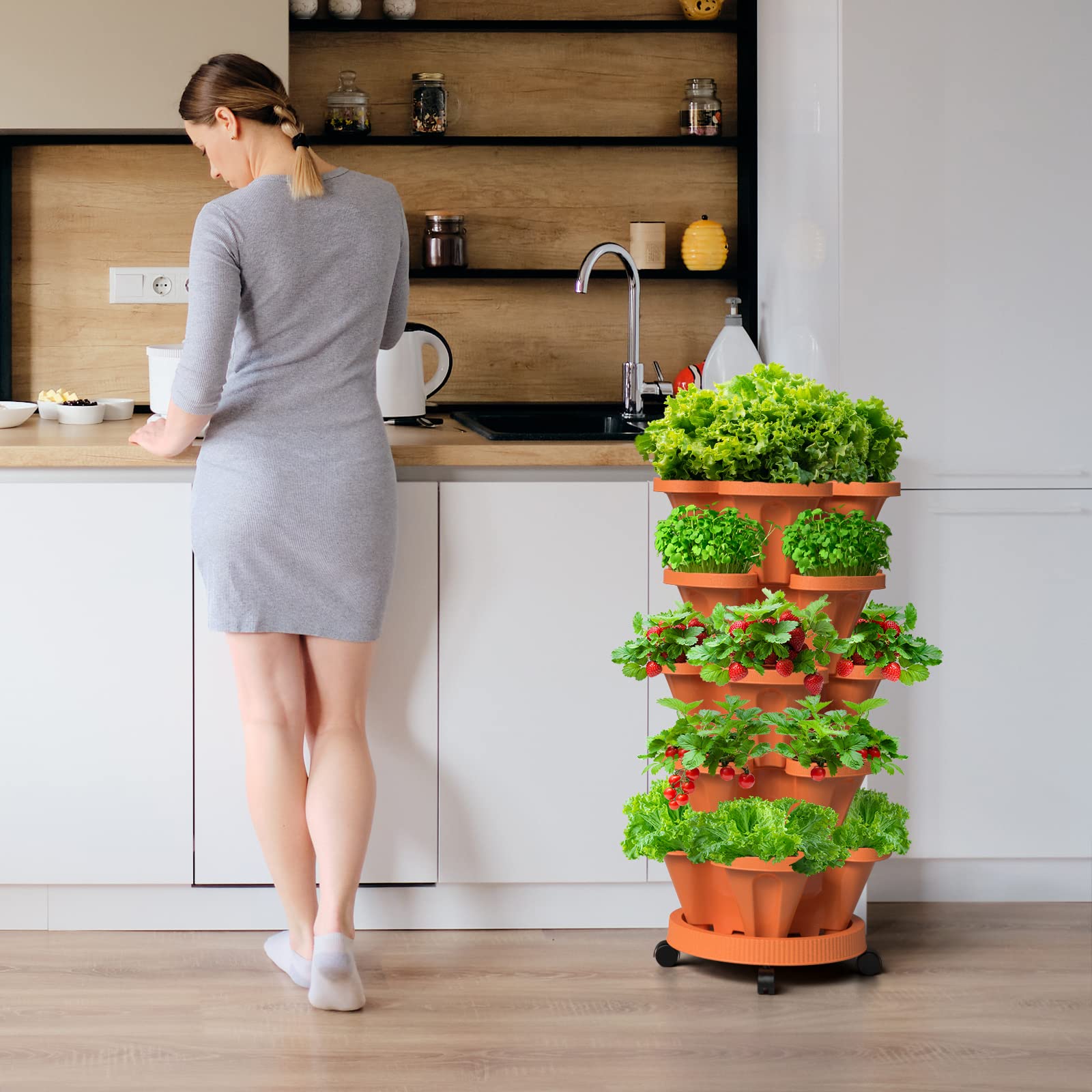 Snapklik.com : Tectsia Strawberry Vertical Planters, 3 Tiered Stacking ...