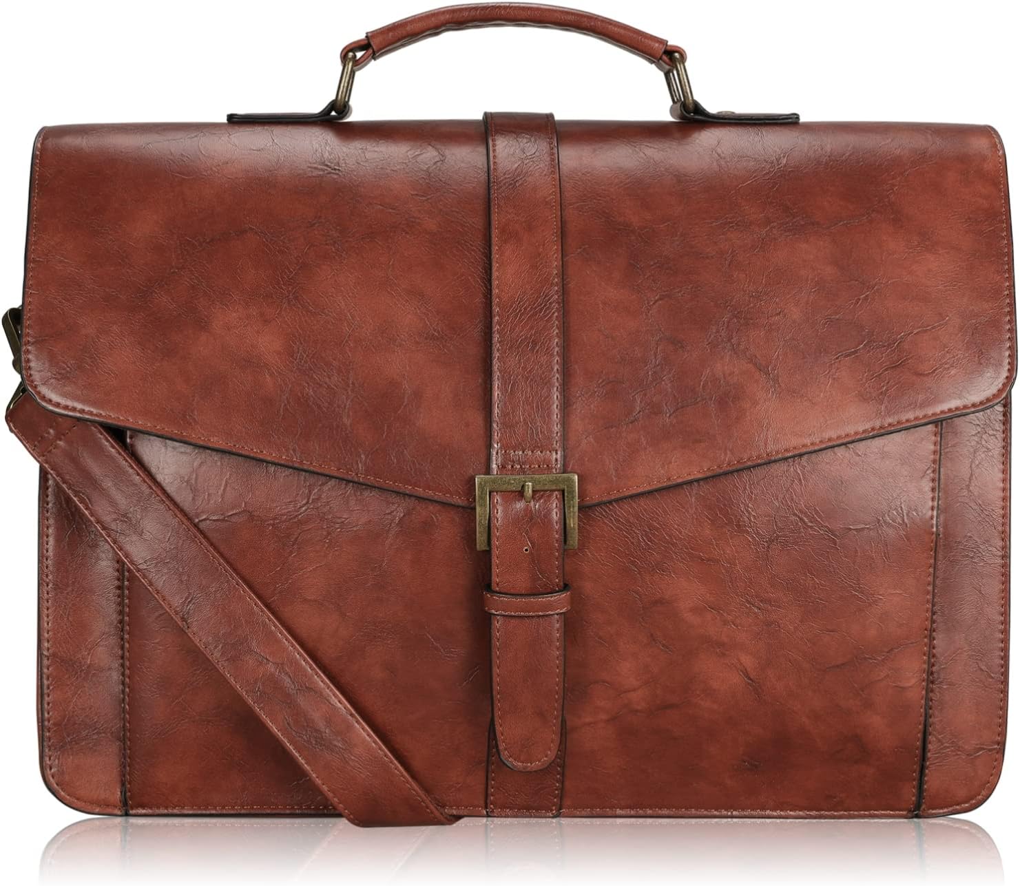 Amazon.com: ESTARER Men's Leather Briefcase 15.6 Inch Laptop Messenger ...