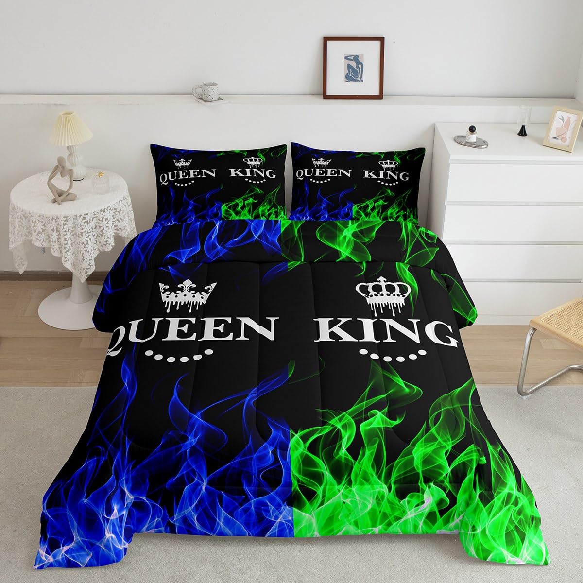 Amazon.com: Feelyou King and Queen Crown Comforter Set Modern Chic ...