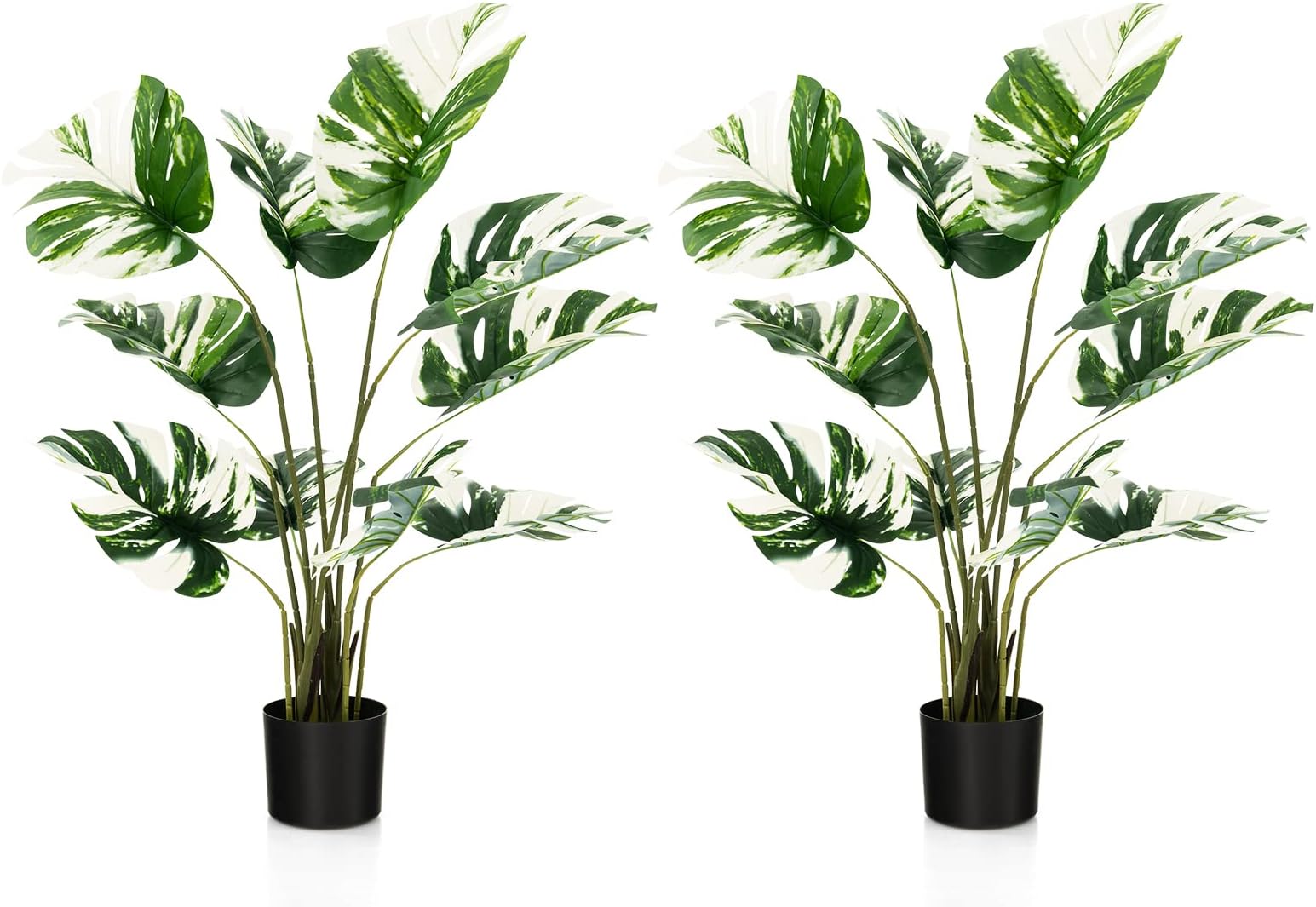 Amazon.com: Goplus 4ft Artificial Monstera Deliciosa Plant, 2 Pack Tall ...