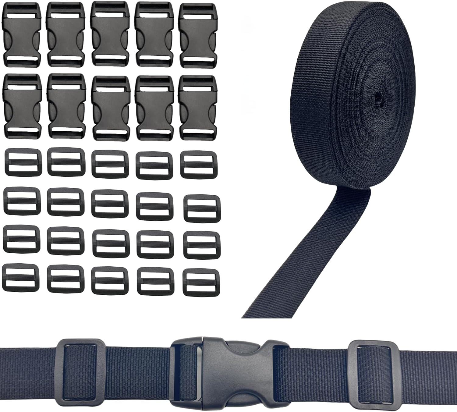 TAIYUNWEI Nylon Webbing Strap 1 inch/2.5cm Wide x 32.8ft/10m, Nylon ...