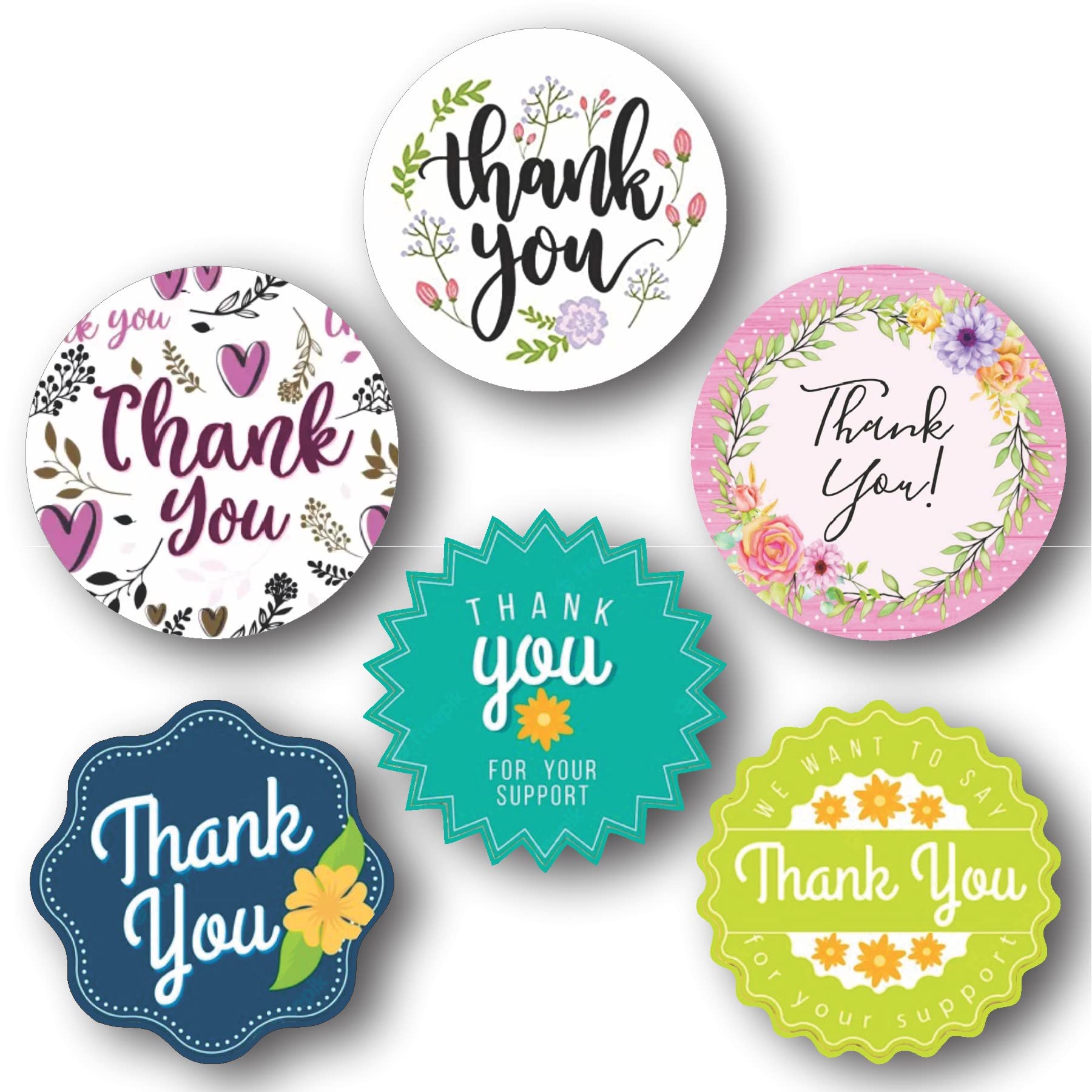 RDH 100 Pieces Round Multi Designs Thank You Stickers for Small ...