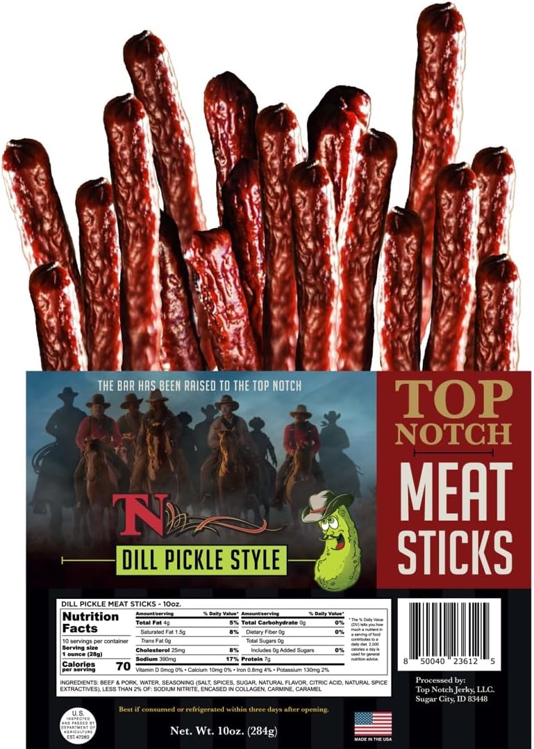 Amazon.com: Top Notch Meat Sticks - 10 oz Bag of Beef Jerky Sticks ...