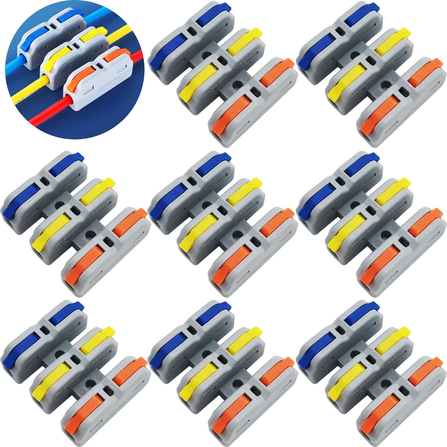 CESFONJER Electrical Connectors, 8 Pcs Mini Wire Connectors, SCH-3 ...