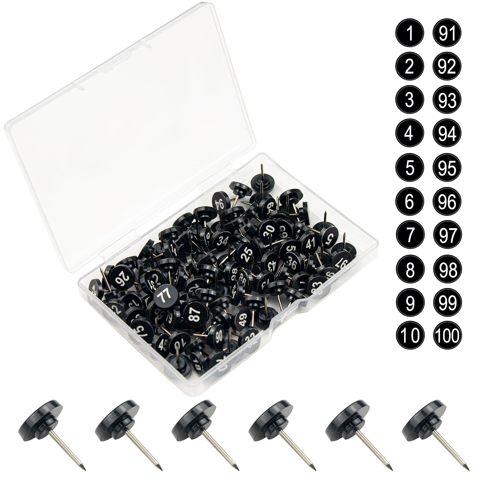 Amazon.com: ELANE 100 Pcs Numbered Thumb Tacks for Wall Hangings,Flat ...