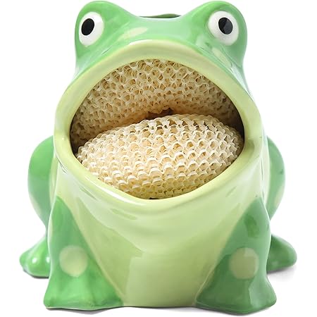 Amazon.com: Ceramic Kitchen Scrubby Sponge Holder, Art Frog Collection ...