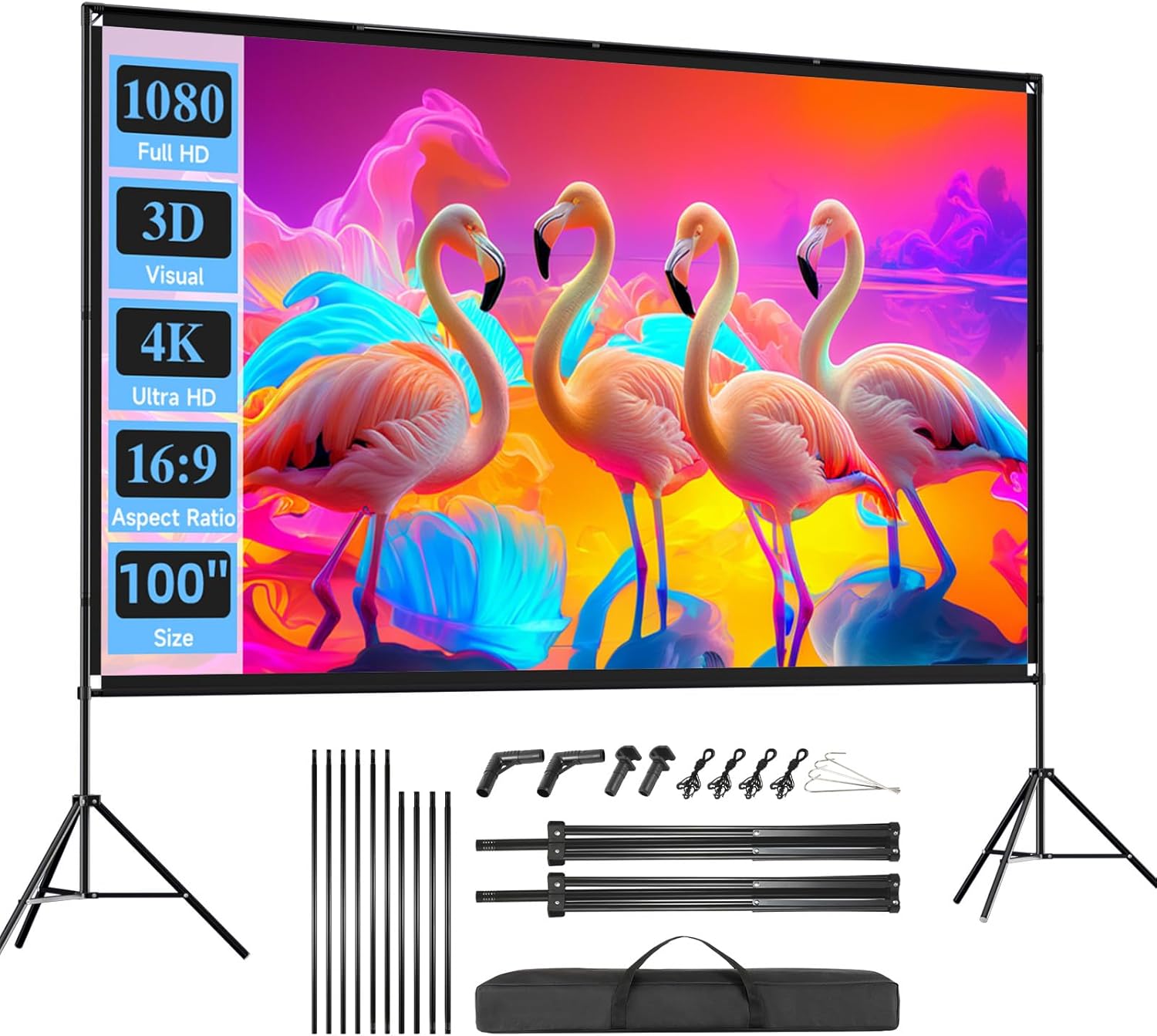 Amazon.com: Outdoor Projector Screen with Stand, SCREENMAX 100 inch ...