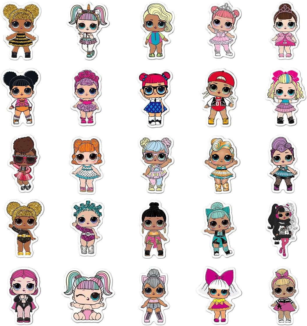 Surprise Doll Anime Stickers 50 Pcs Vinyl Waterproof LOL Surprise Doll ...