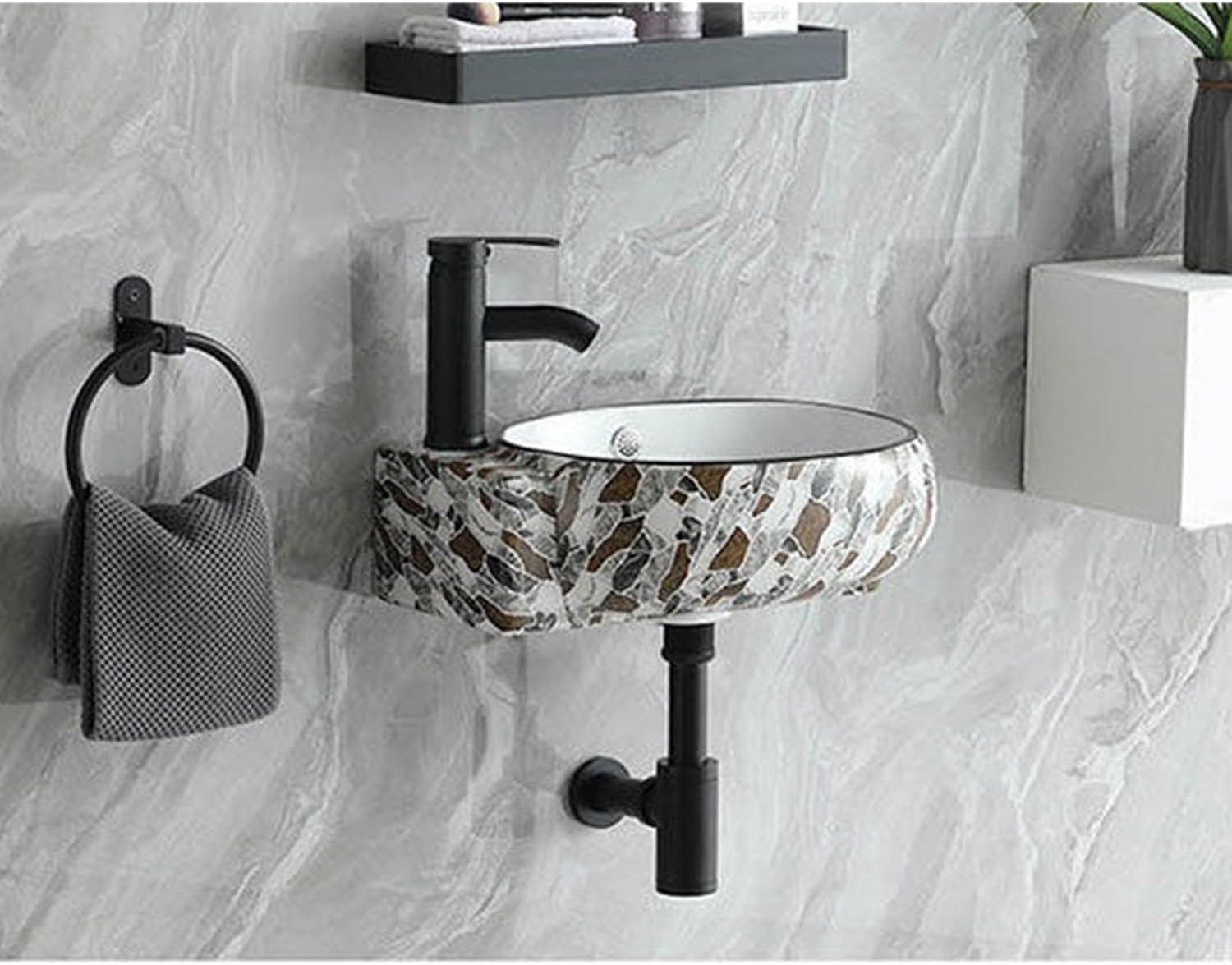 Amazon.com: Porcelain Ceramic Corner Sink Wall Mount Bathroom Sink Oval ...
