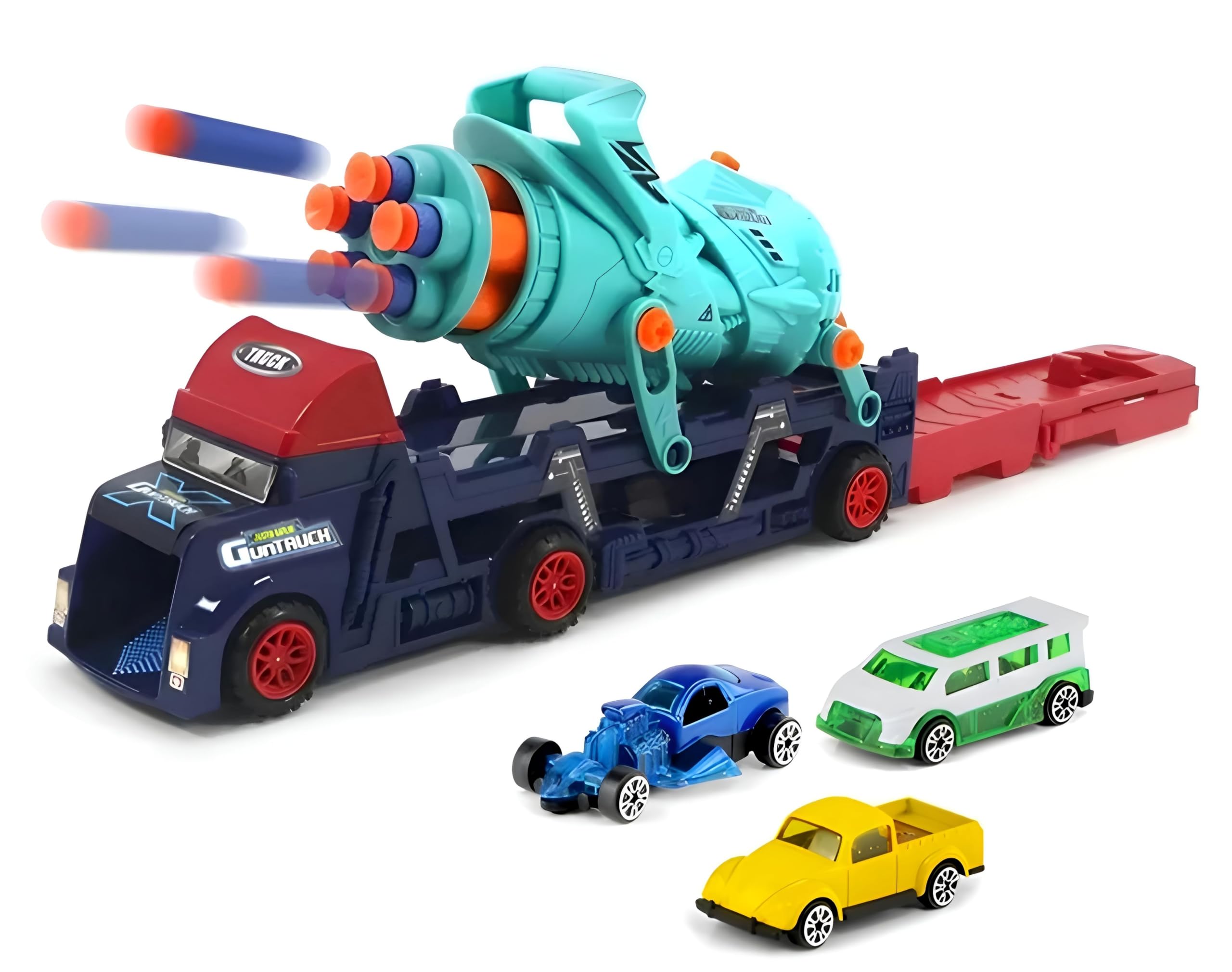 Buy TANMAN TOYS Toy Car Launcher Truck Set with Soft Bullets, 3 Die ...