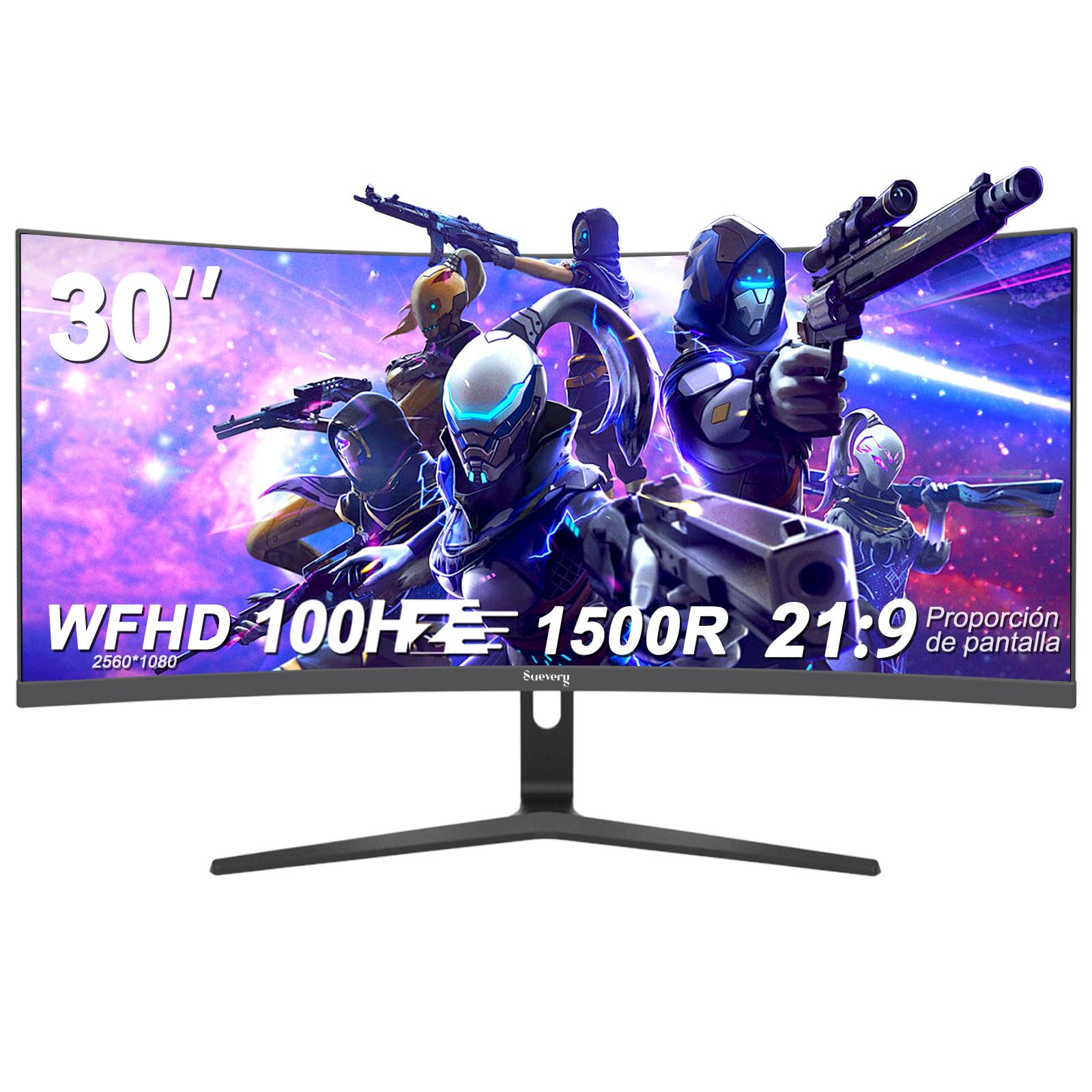 suevery Monitor de computadora Curvo ultrapanorámico de 30 Pulgadas ...