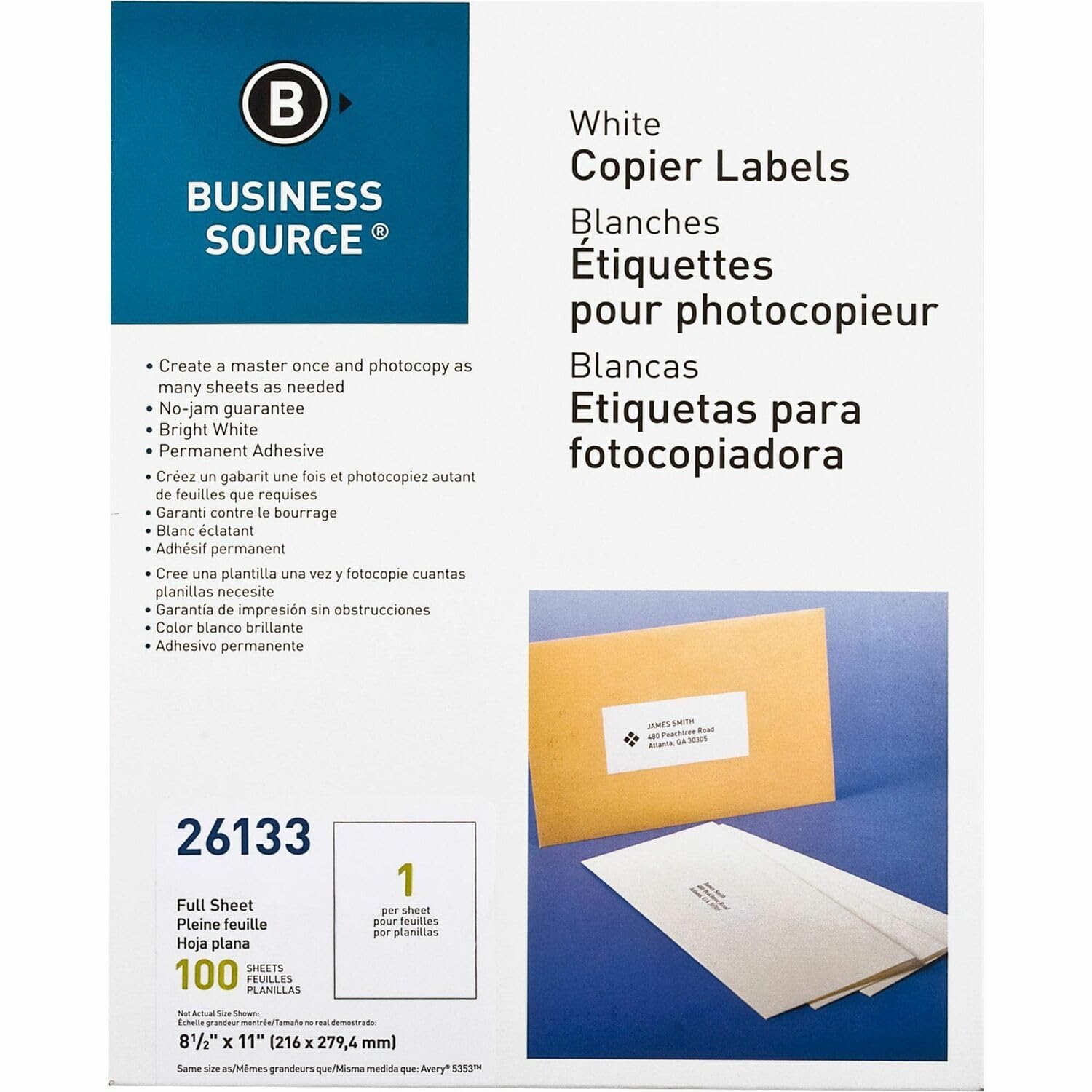 Amazon.com : Business Source 26133 Full Sheet Labels 8-1/2-Inch x11 ...