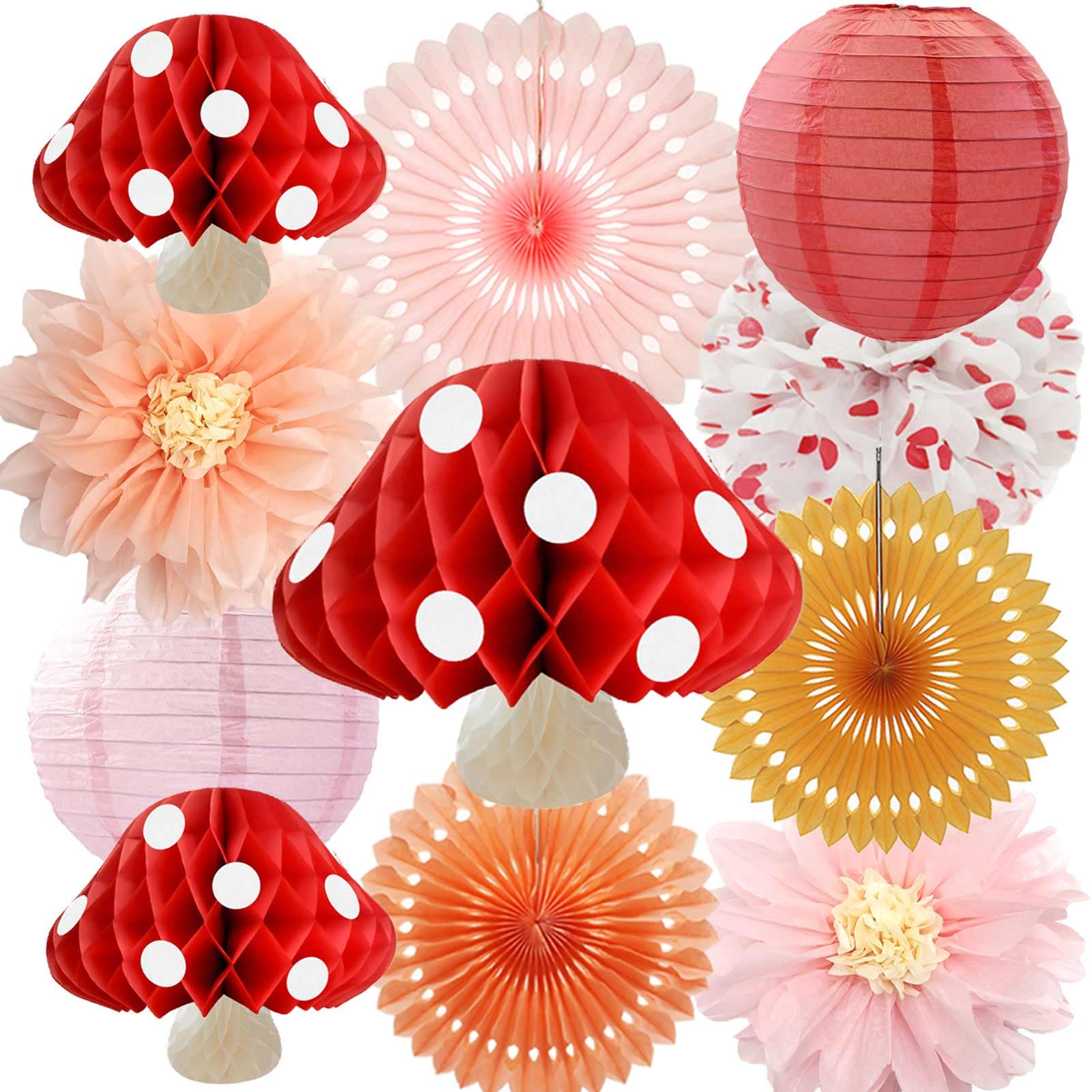 Amazon.com: iwlorys Mushroom Party Decorations Kit Honeycomb Tissue ...