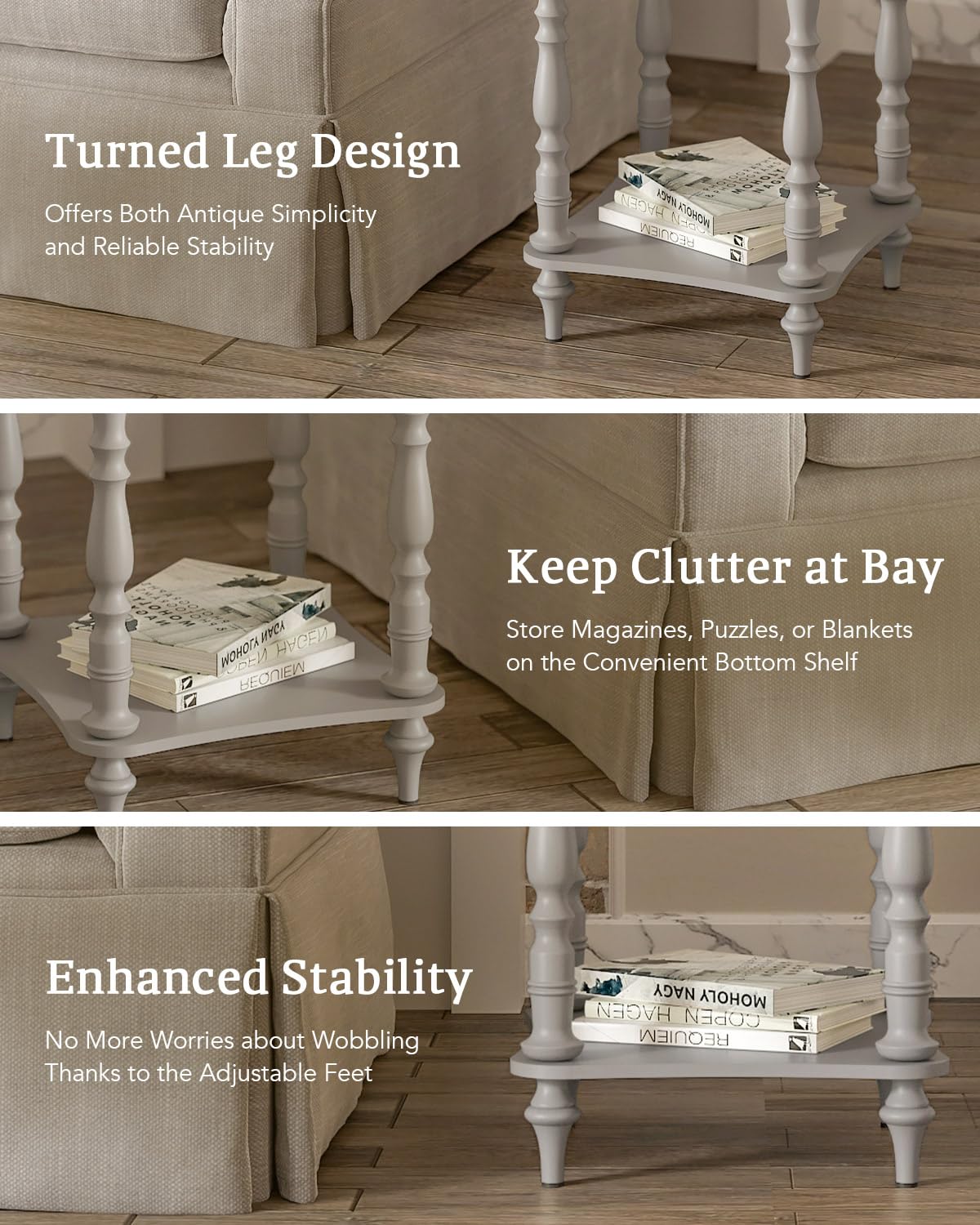 Snapklik.com : French Country End Table, 19 Square Farmhouse Rustic ...