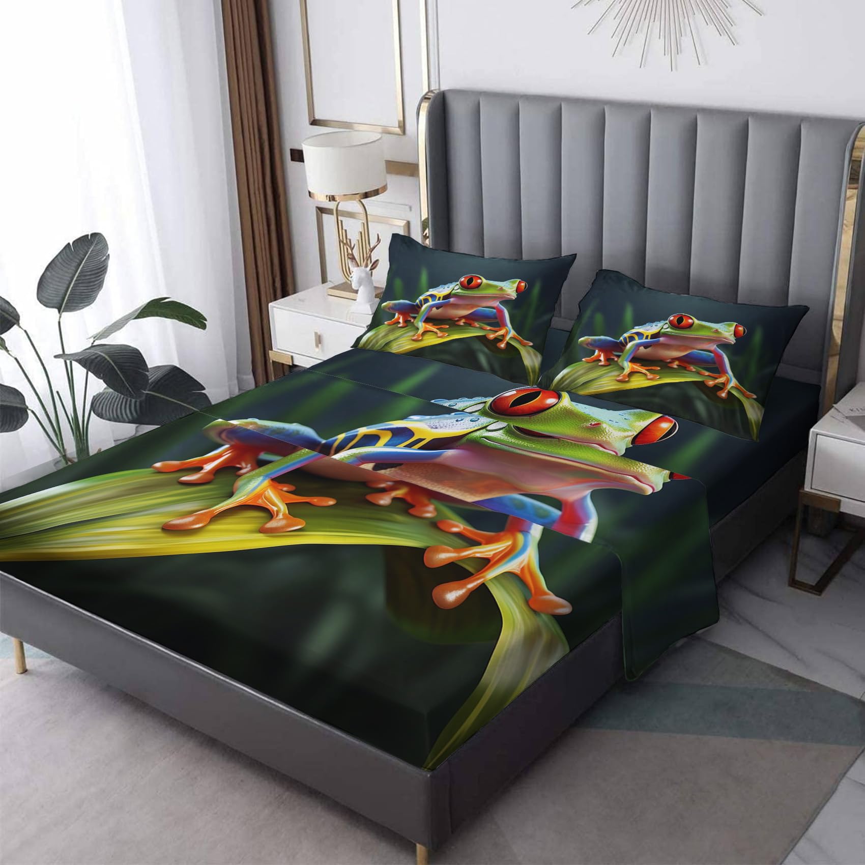 Amazon.com: Frog Sheets Twin Sheet Set - Tropical Amphibian Bed Sheets ...