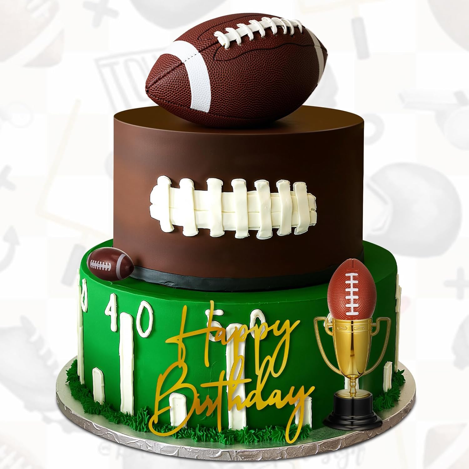 Amazon.com: VioraWhite Large Football Cake Toppers 8pcs Include 5 Balls ...