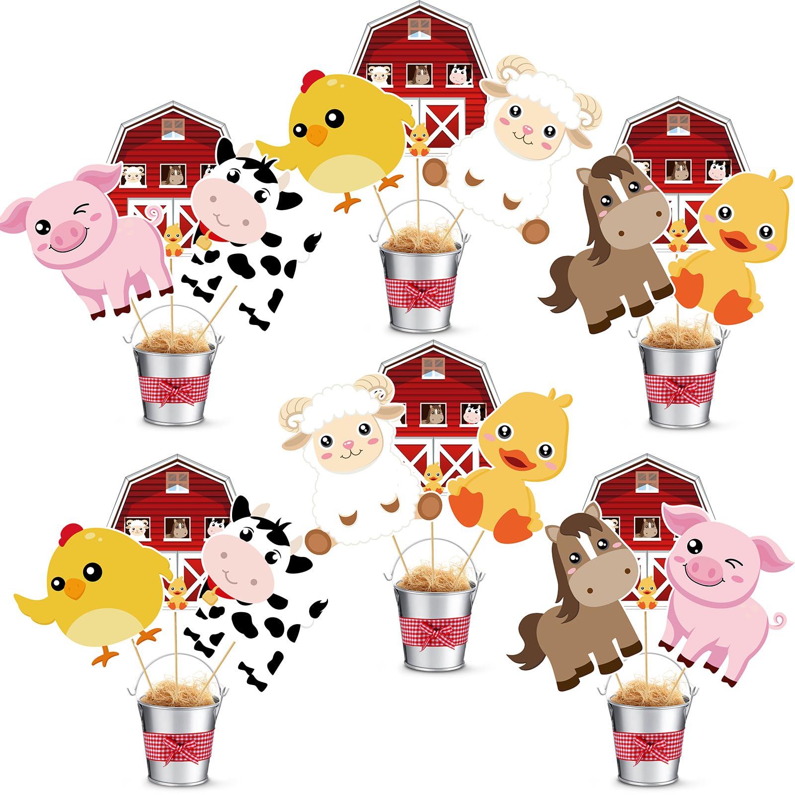 Amazon.com: Weekgrat 6 Set Farm Animal Party Decorations Farm Animal ...
