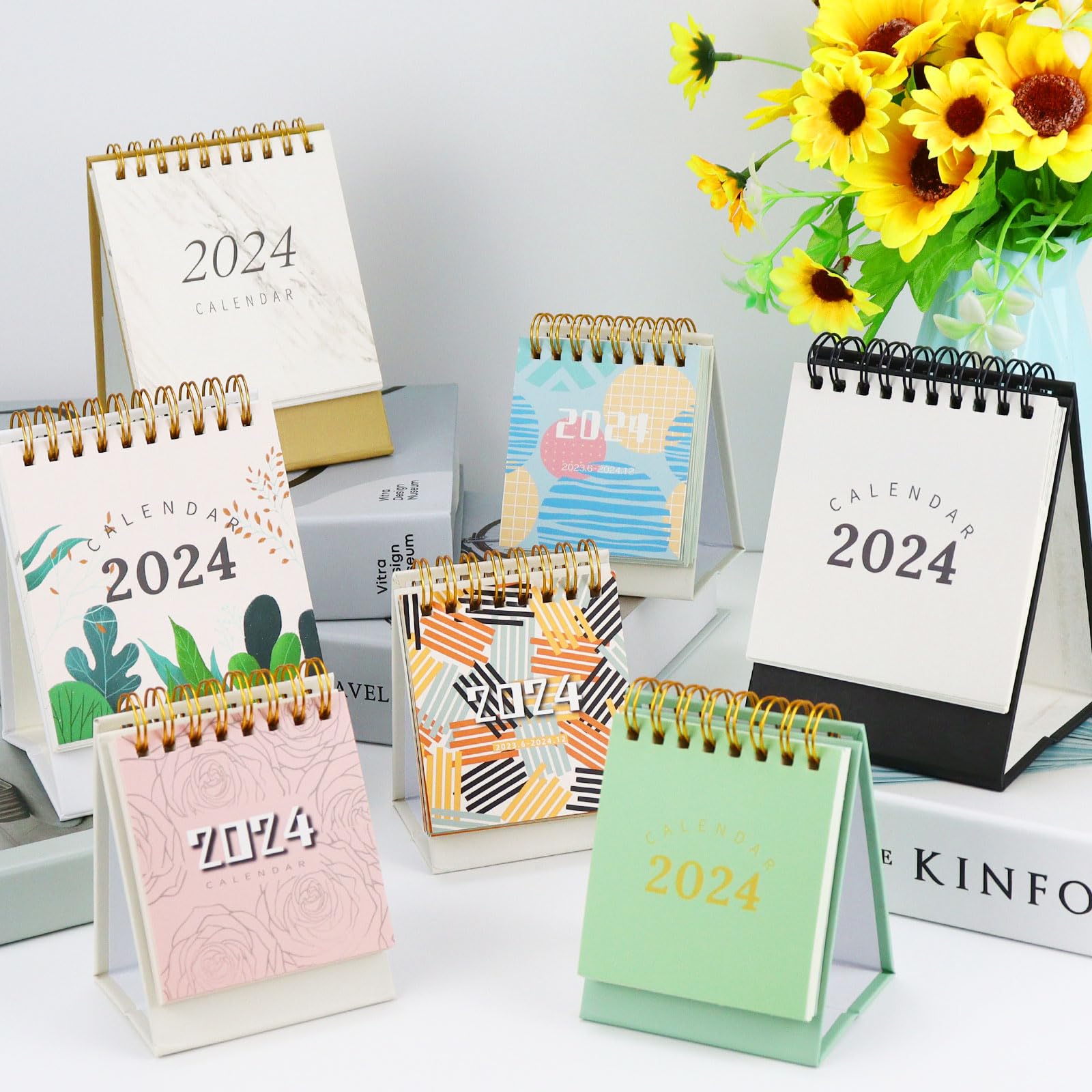 Snapklik.com : 2023-2024 Mini Desk Calendar, Portable Small Pink Rose ...