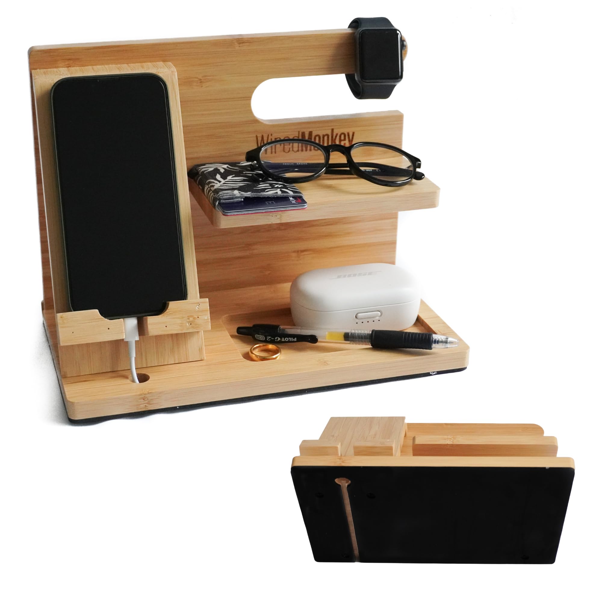 Amazon.com: Premium Bamboo Wood Phone Docking Station – Universal ...