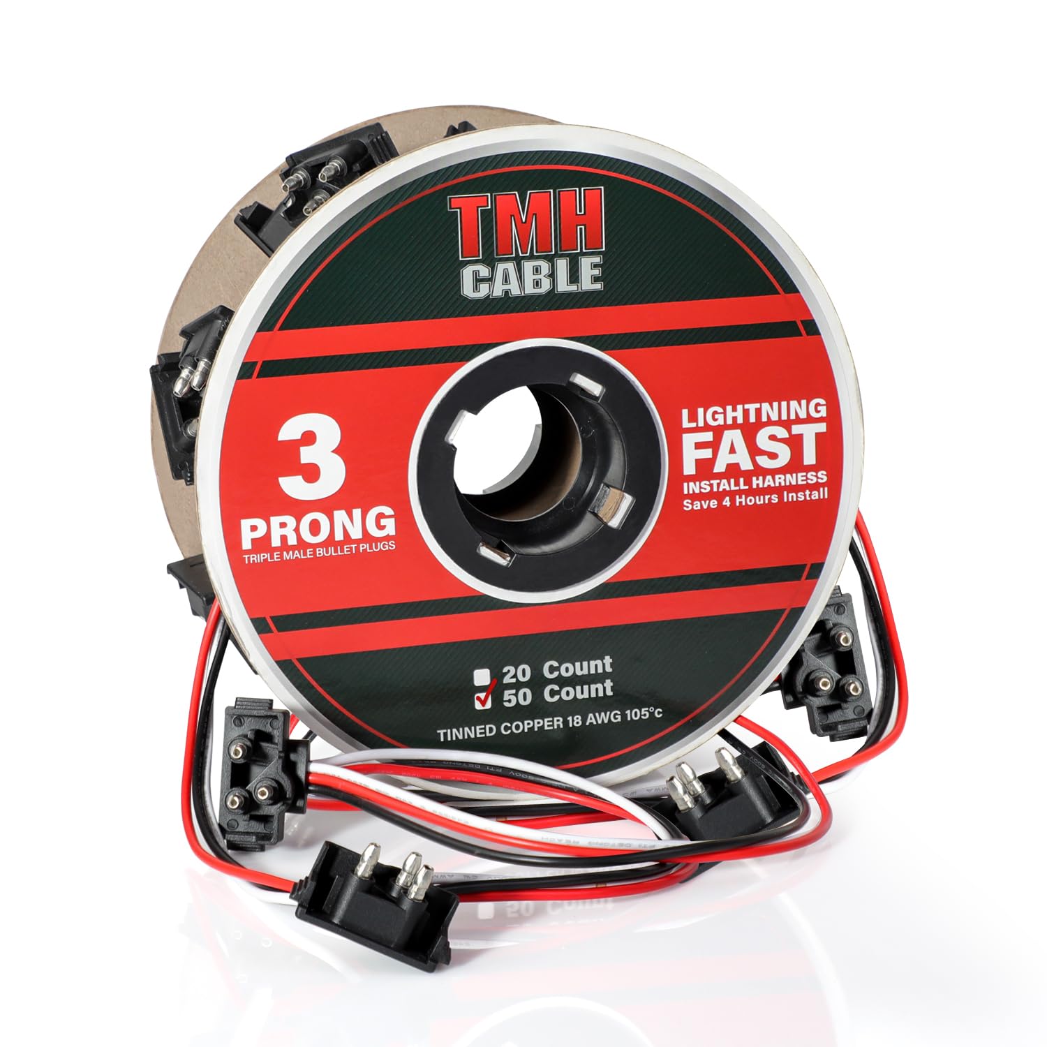 Snapklik.com : TMH Continuous 3 Prong Right Angle Plug 50 Count 10-inch ...