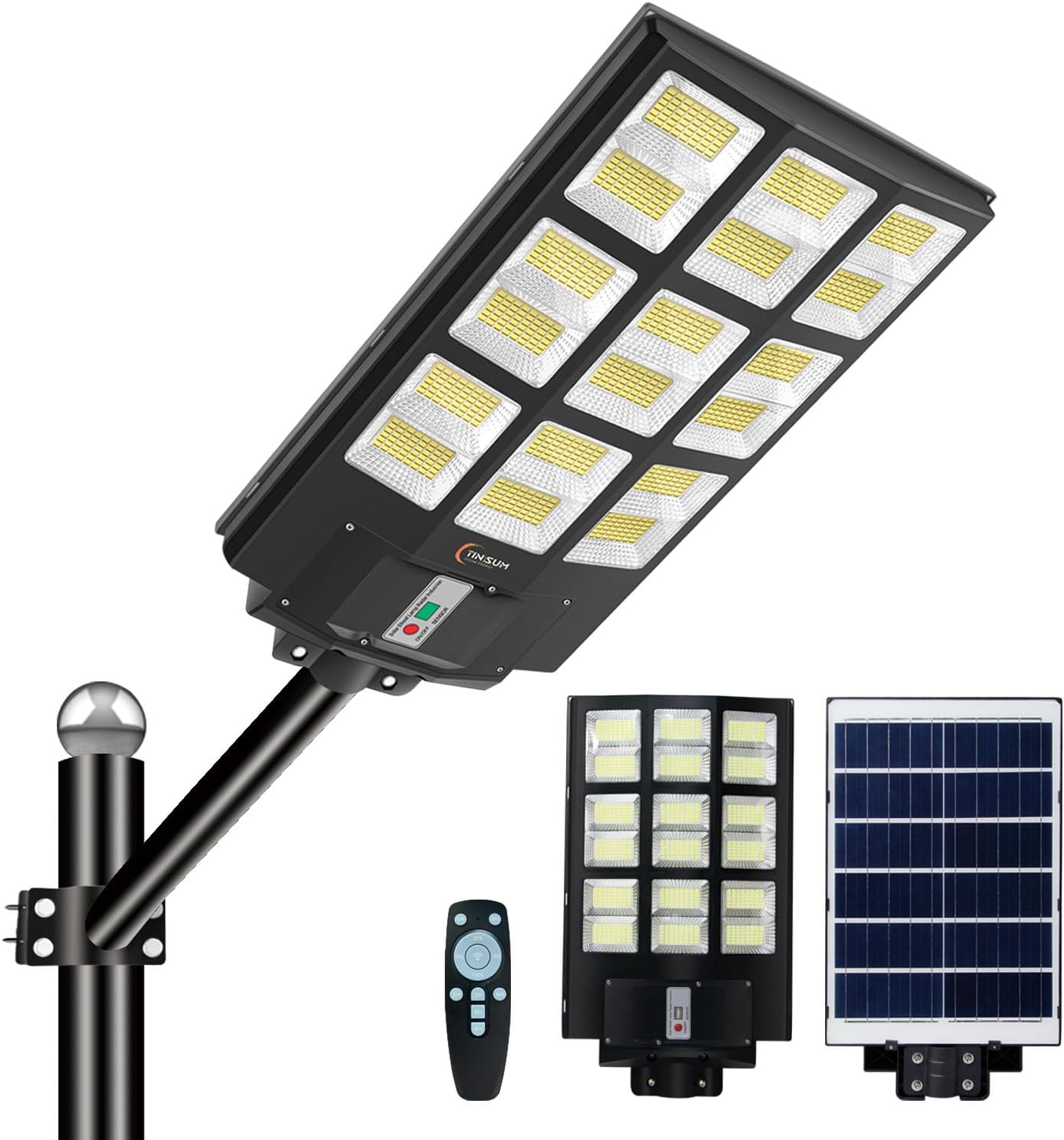 TINSUM Solar Lights Outdoor Motion Sensor,3000W Dusk to Dawn Solar ...