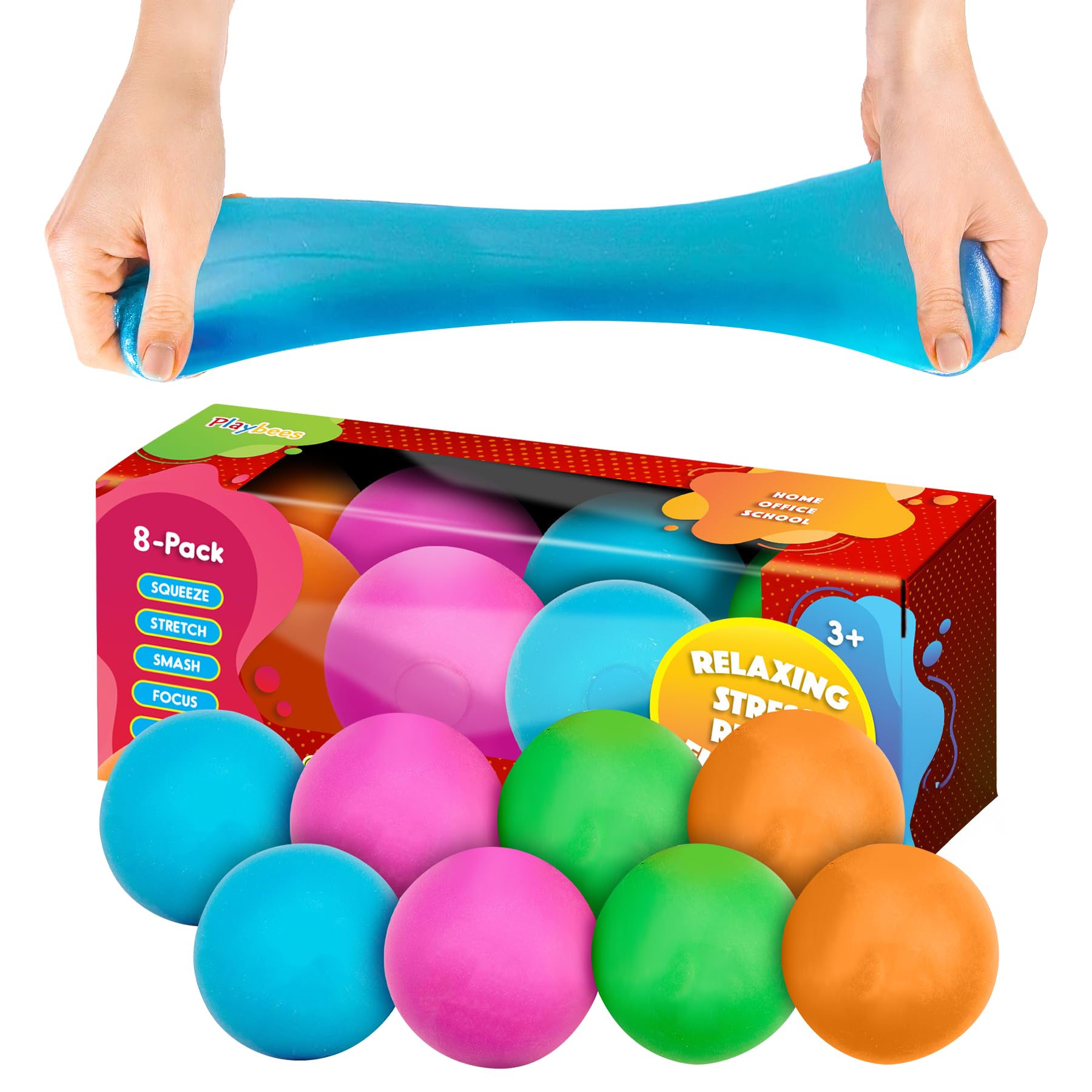 Snapklik.com : Playbees Pull, Stretch And Squeeze Stress Balls 8PK ...