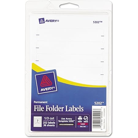 Amazon.com : Avery 05215 Print Or Write File Folder Labels, 1/3 Cut ...