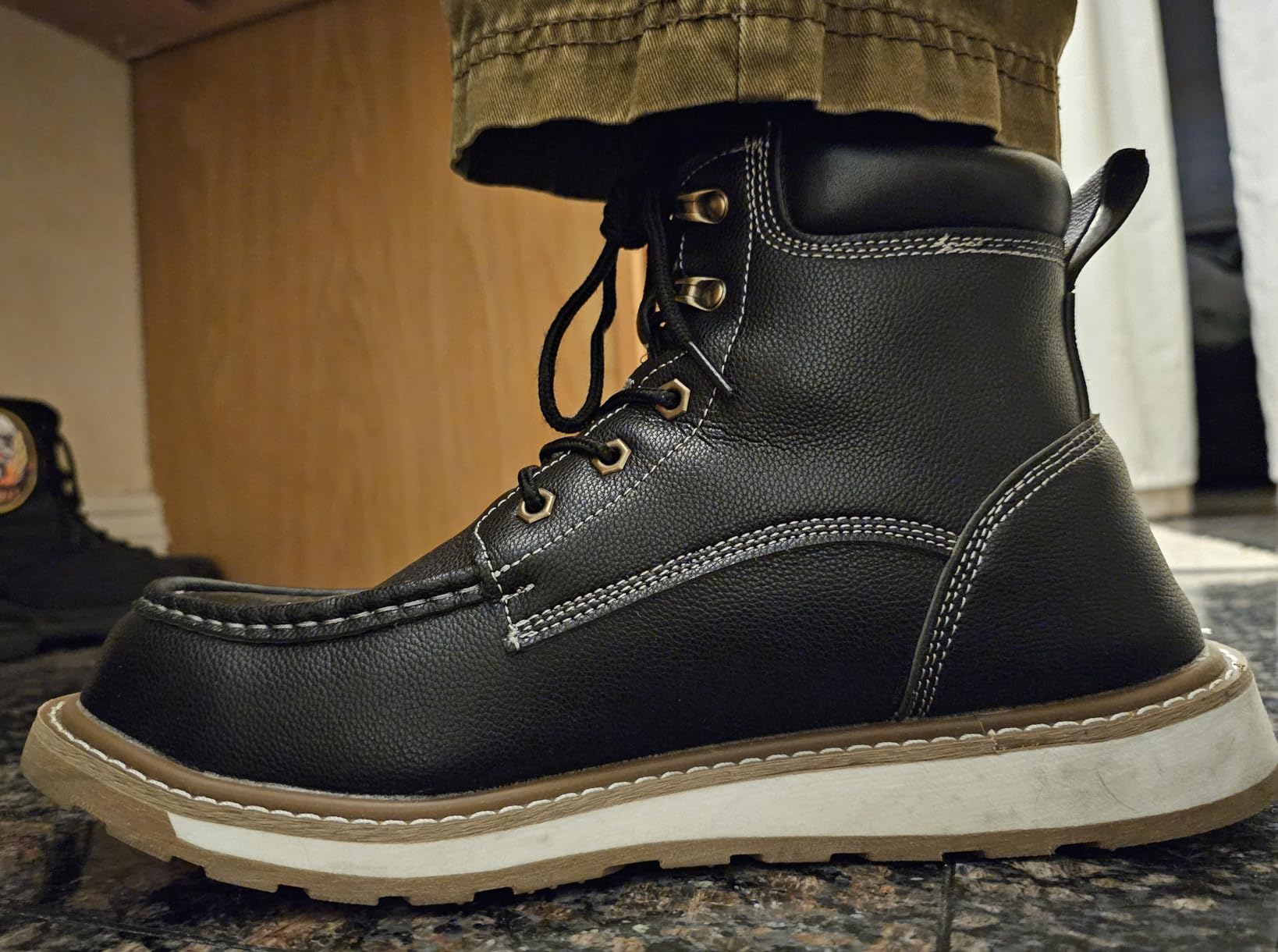 $10/mo - Finance KELODON Waterproof Steel Toe Boots For Men-6" Leather ...