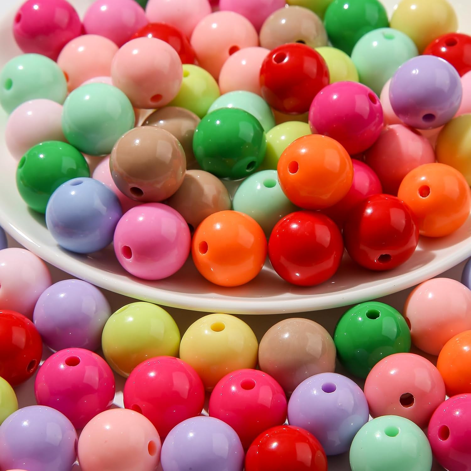 Amazon.com: CYEENUT 16mm Acrylic Beads 100pcs Candy Color Round Beads ...