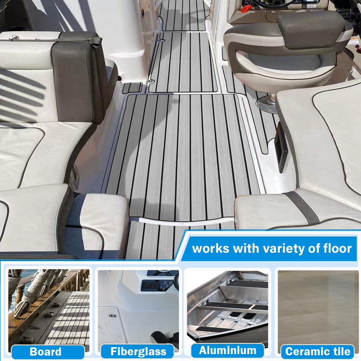 Snapklik.com : 3M Boat Mat Flooring EVA Foam Boat Decking 94x45in Self ...
