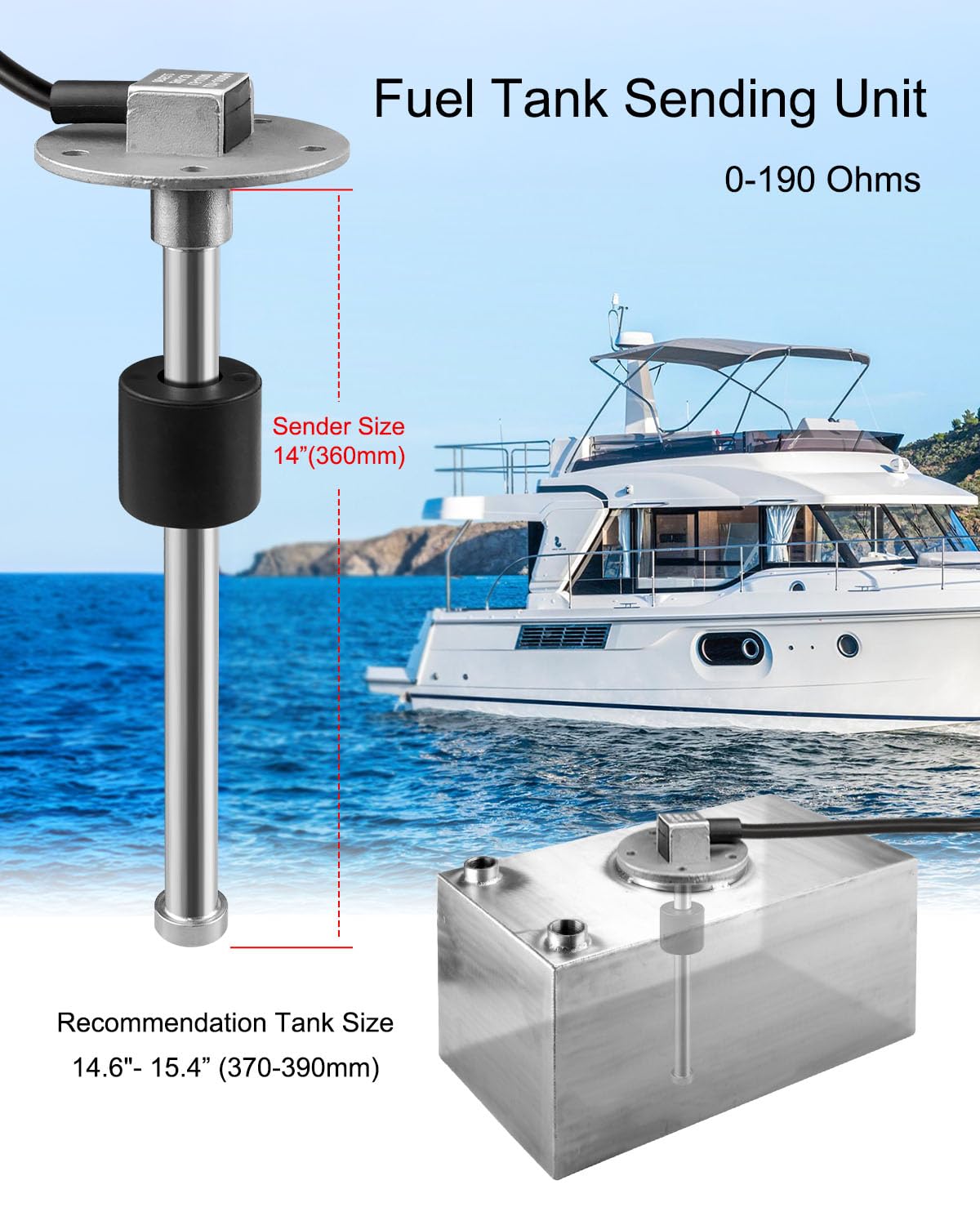 Snapklik.com : Fuel Level Sending Unit 0-190 Ohms 14"