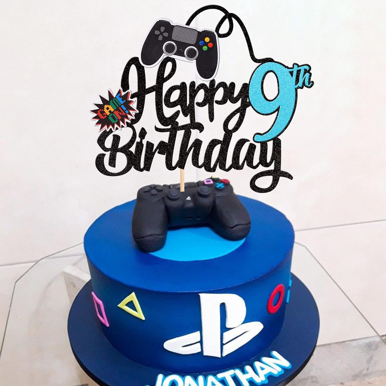 Amazon.com: 1 PCS Video Game Happy 9th Birthday Cake Topper Glitter ...