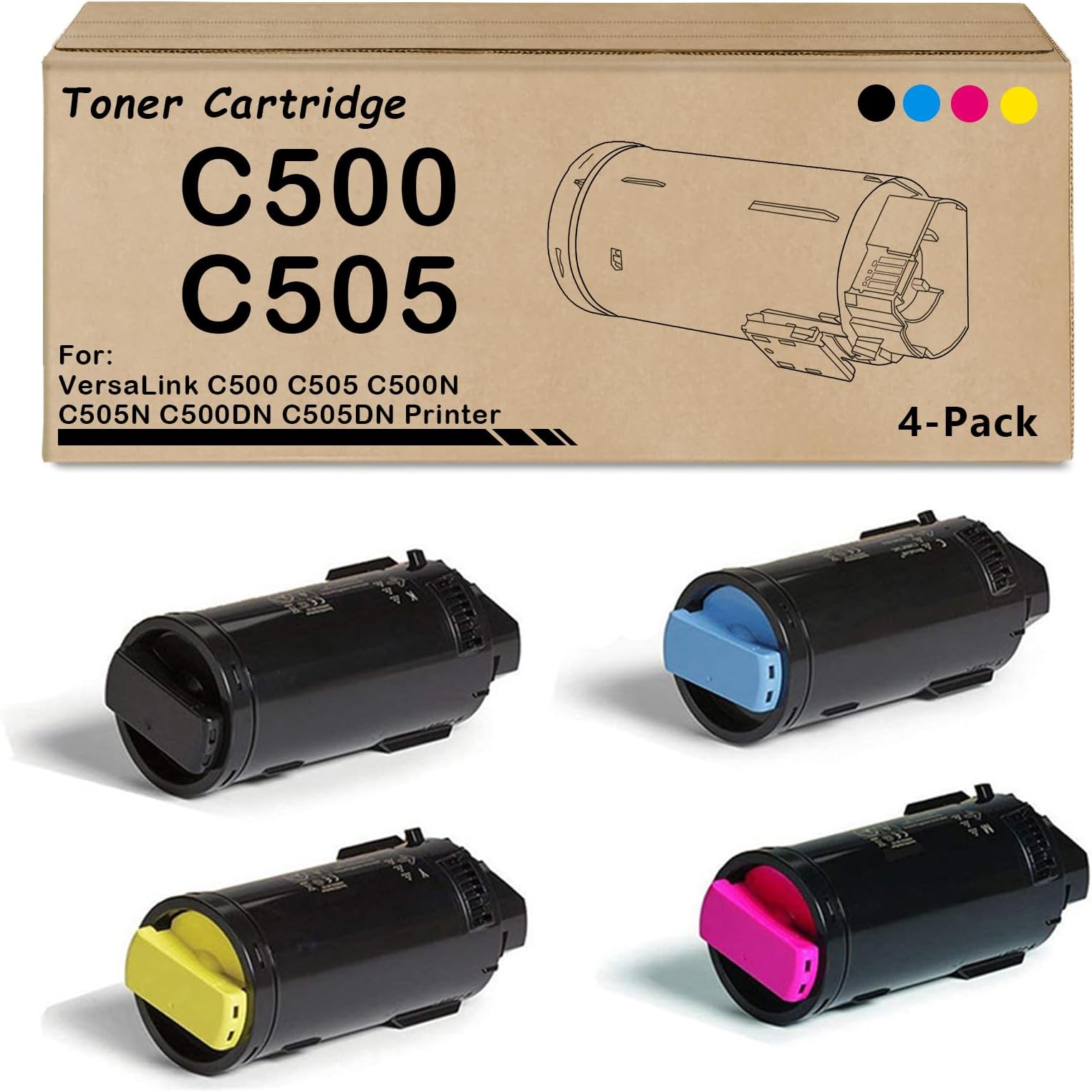 Amazon.com: VersaLink C500/C505 Toner Cartridge Set 4Pack (1BK/1C/1M/1Y ...