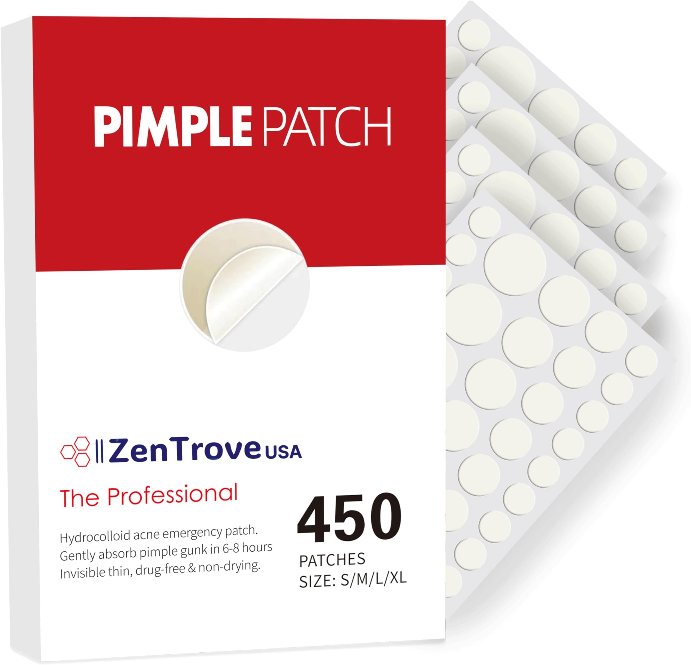 Amazon.com: ZenTroveUSA™ 450 Pimple Patches for Face, 4 Size Acne ...