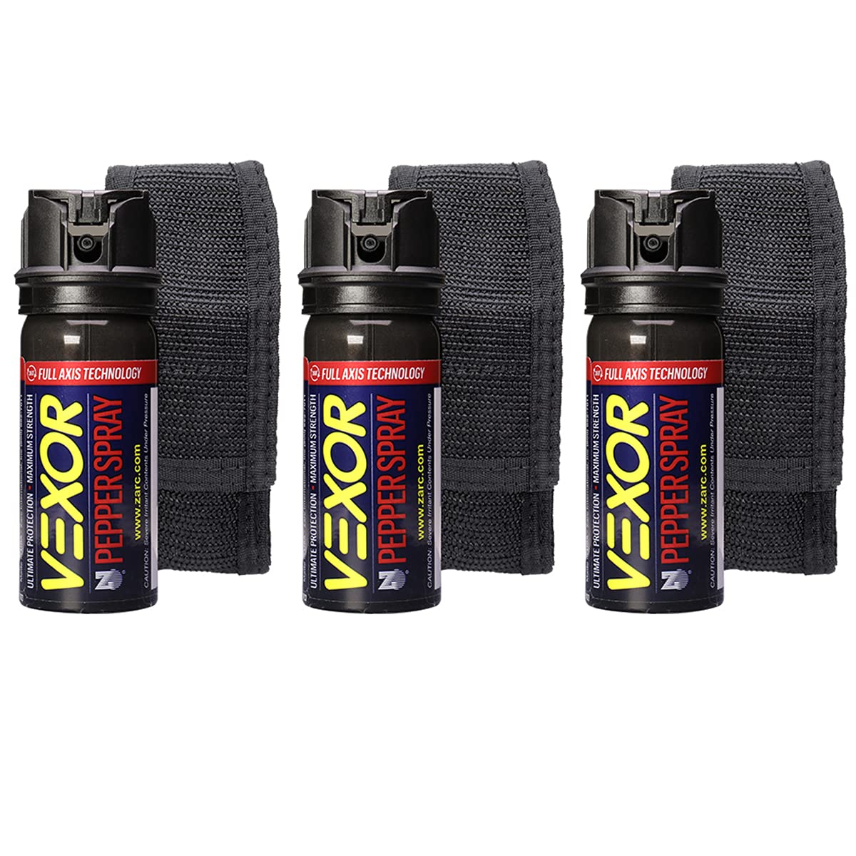 Vexor Pepper Spray w/ Holster for self defense - 3 Pack, Maximum Police Strength, 20-foot range ...