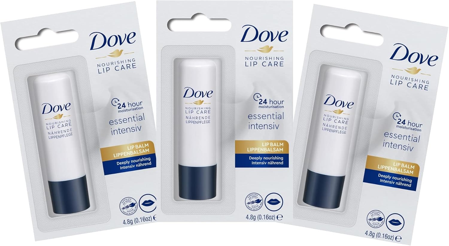 Dove Lip Balm Stick | Nourishing Lipcare (3x 4,8g) | Essential Intensiv ...